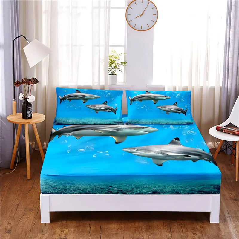 Shark 3pc Polyester Solid Fitted Sheet Mattress Cover Four Corners With ...