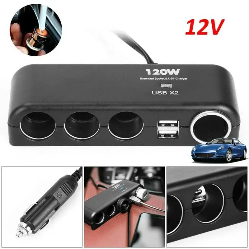 Allume-cigare de voiture,black--Allume cigare universel 12V 24V 4 voies ...