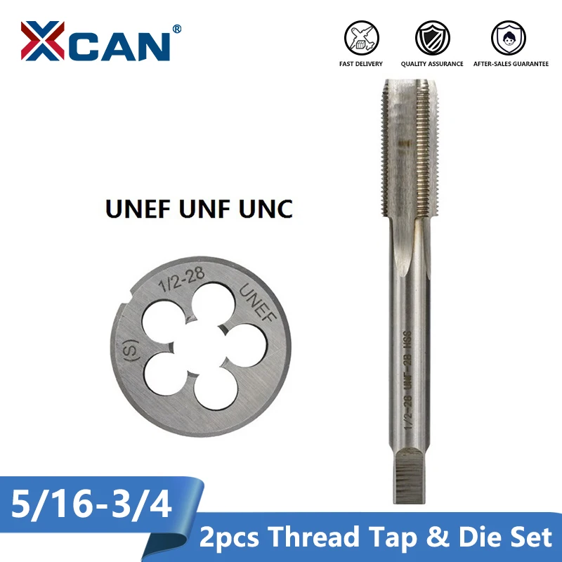 XCAN-2pcs-UNEF-UNF-UNC-Thread-Tap-and-Die-Set-Machine-Plug-Tap-High ...