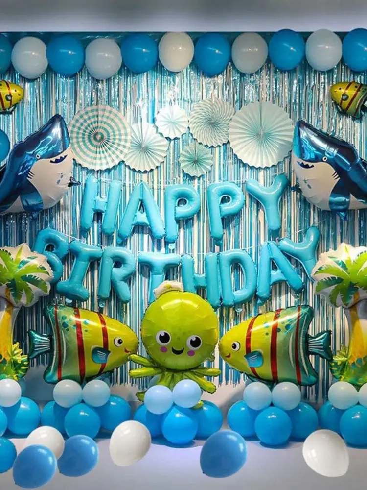 Ballons De La Mer Bleue Avec Animaux De L39océan Kit De Guirlande Pour ...