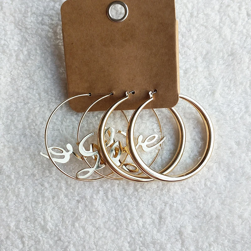 Conjunto de 2 pendientes de aro para mujer, aretes de aro con letras de ...