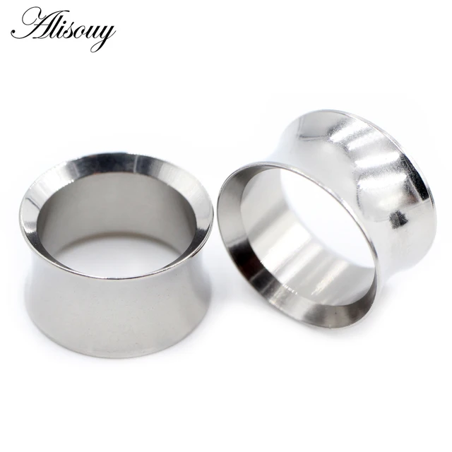Alisouy 2pcs Stainless Steel Hollow No-Screw Flare Ear Tunnels Plugs ...