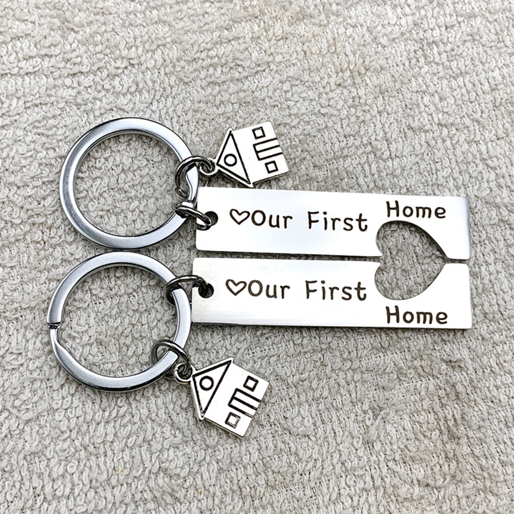 1/2pcs Home Keychain Engraved Our First Home House Keyring 2021 2022 ...