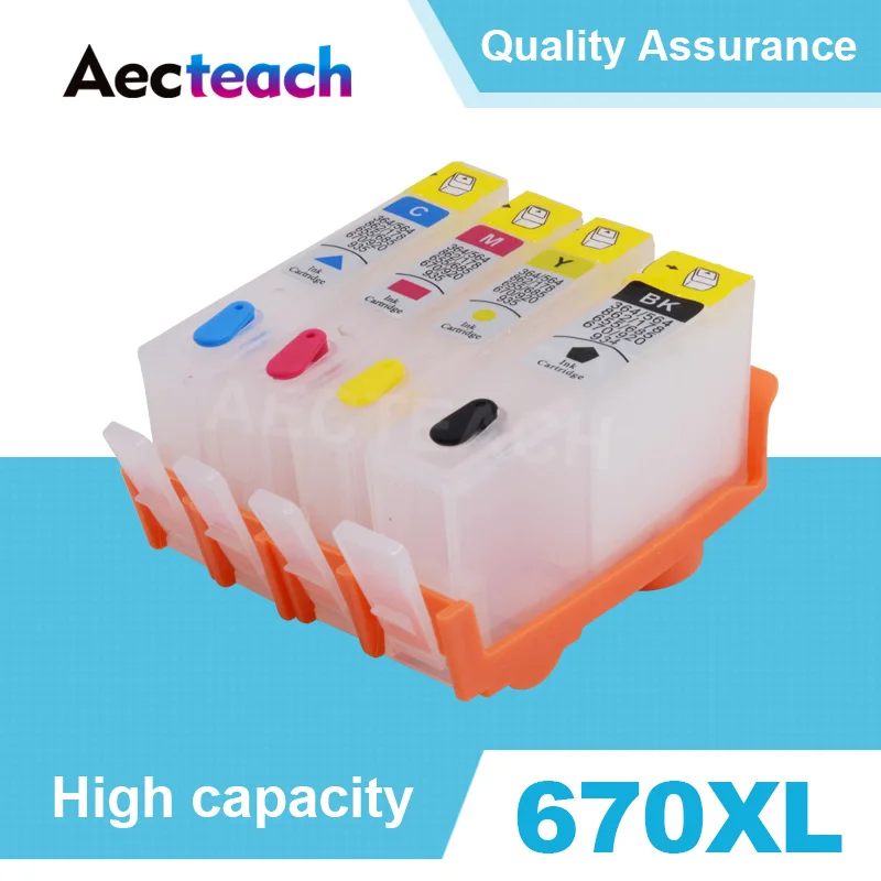 Aecteach 670 XL Printer Ink cartridge for HP Deskjet Ink Advantage 3525 ...
