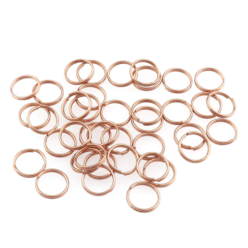 50pcs-Rose-gold-Small-Key-chain-rings-Open-Jump-Rings-Double-Loops-9mm ...