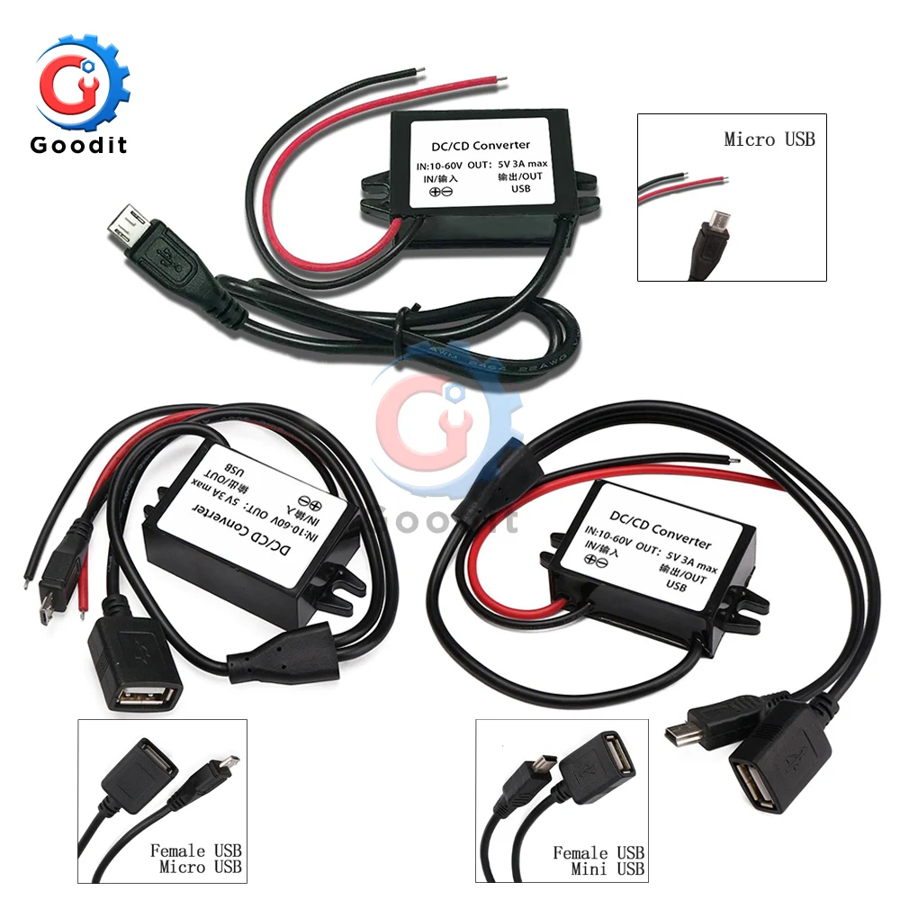 DC DC 10V a 60V 12V 24V 3A 15W Conversor De Energia Do Carro Micro Mini ...