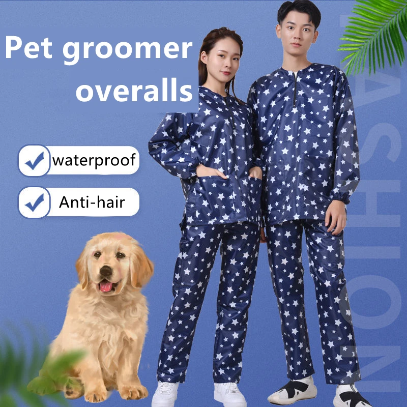 Pet-Groomer-Work-Clothes-Waterproof-Non-Sticky-Hair-Long-Sleeved ...