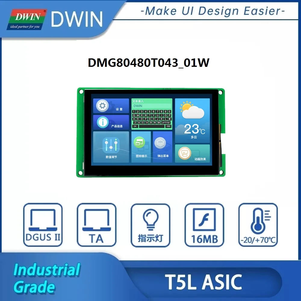 Dwin 4.3 Inch Arduino Module 480*800 Tft Lcd Hmi Display Rs232 Rs485 Intelligent Lcm ...
