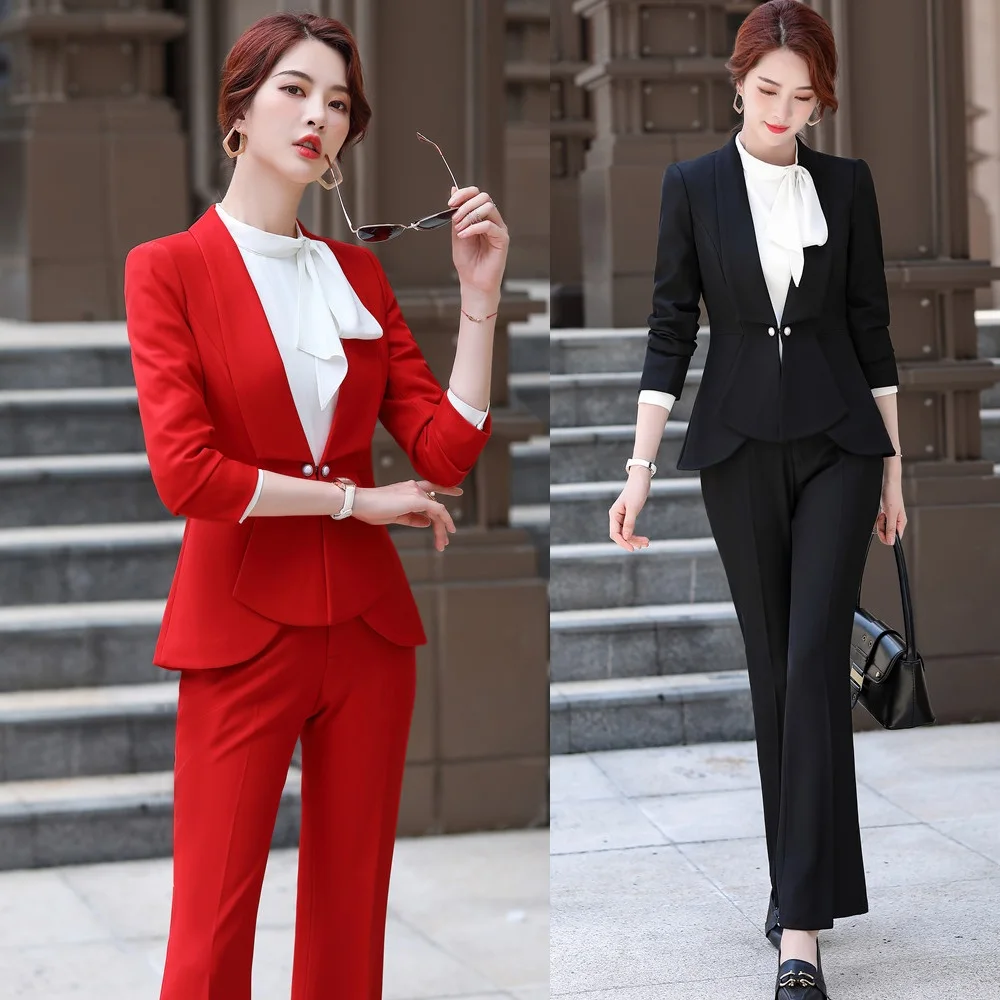 Conjunto de blazer formal feminino, calça e jaqueta, vestuário formal ...