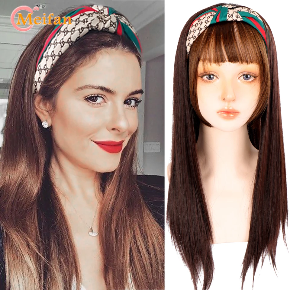 Mèche extensions,perruque synthétique lisse et longue, postiche u-part ...