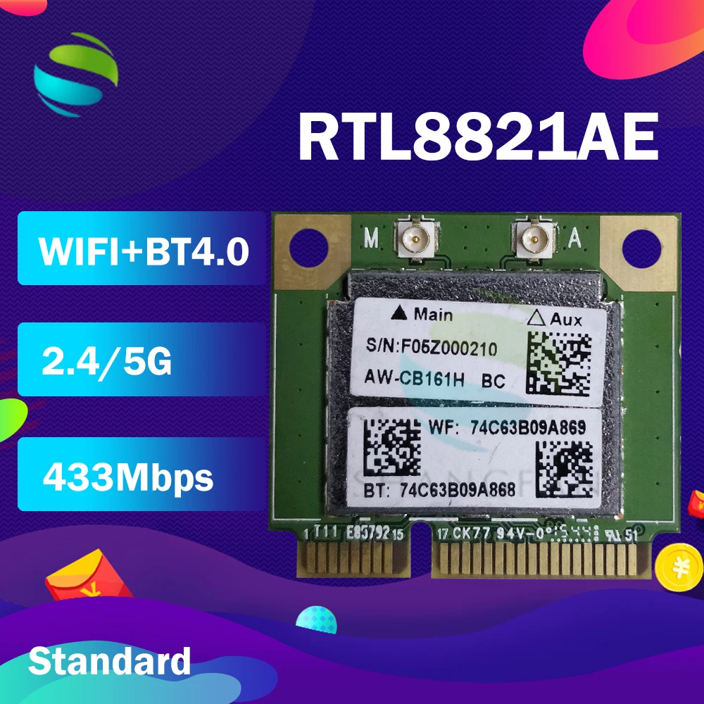 AzureWave AW CB161H RTL8821AE, 433Mbps, CA, medio Mini PCIe, WLAN, WIFI ...