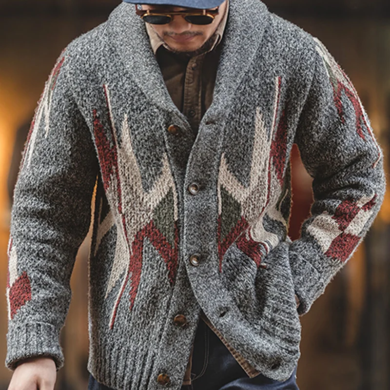 Maden Knitted Vintage Cardigan Men Sweater Indiana Thick Knit Oversized ...