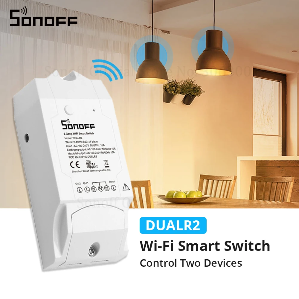 Sonoff Dual 2ch Wifi Switch Dual Lights Controlled Remote Wifi Switch ...