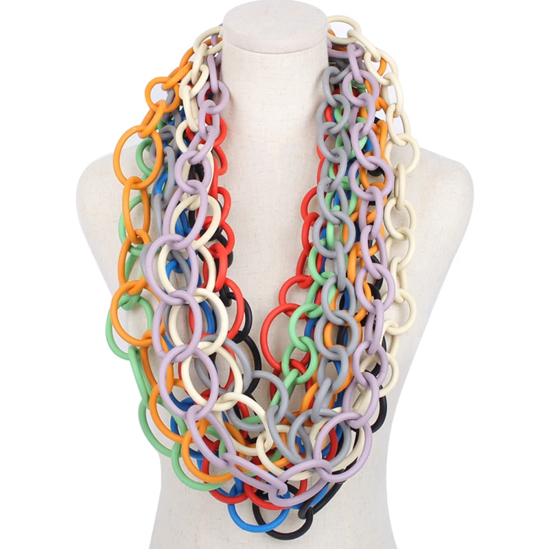 Multicolor Big Circle Pendant Necklaces Women Hyperbole Elasticity ...