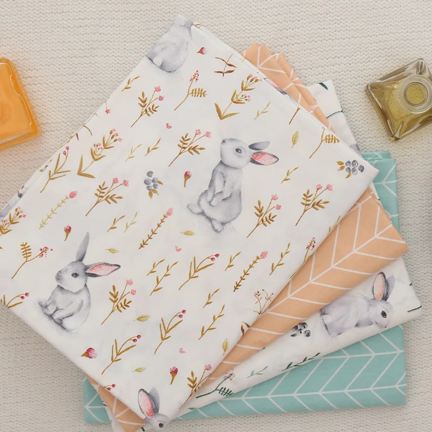 Rabbit-Printed-100-Cotton-Fabric-DIY-handmade-sewing-craft-patchwork ...