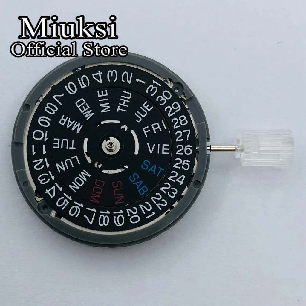 Brand New Original Nh36 Black Date Week Automatic 3 Oclock Crown 3.8 O ...