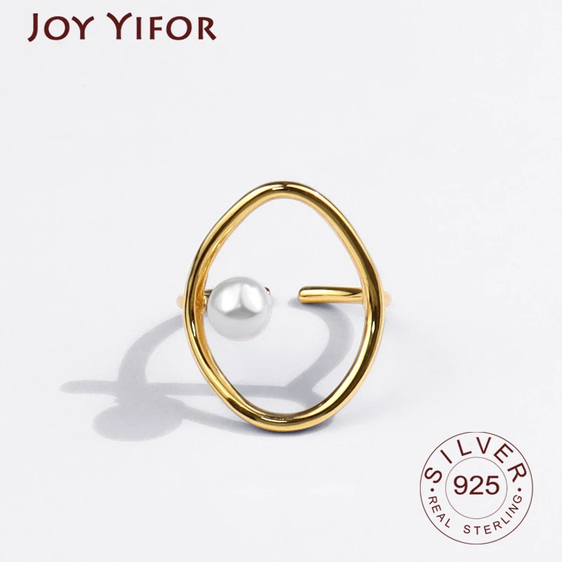 여성을 위한 925 스털링 실버 반지 서클 진주 빈티지 웨딩 유행 보석 큰 조정 가능한 골동품 반지 Anillos|반지| - AliExpress