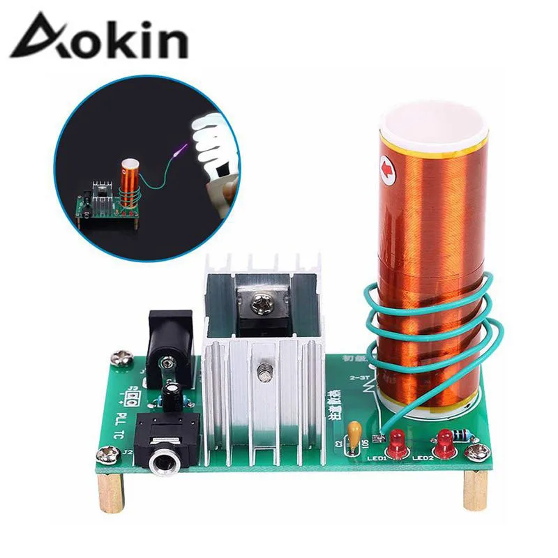 1pc 미니 테슬라 코일 Diy 키트 Dc 15 24v 15w 테슬라 음악 코일 플라즈마 스피커 전자 키트 아크 플라즈마 과학
