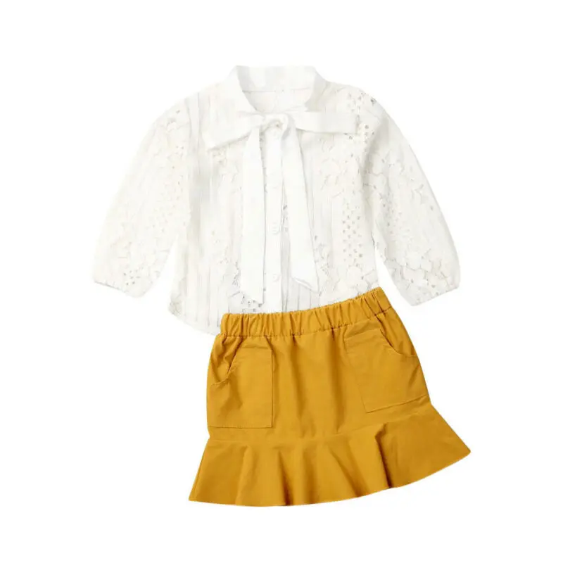 Ropa de bebé de verano para niña con lazo de encaje Camisa + falda ...