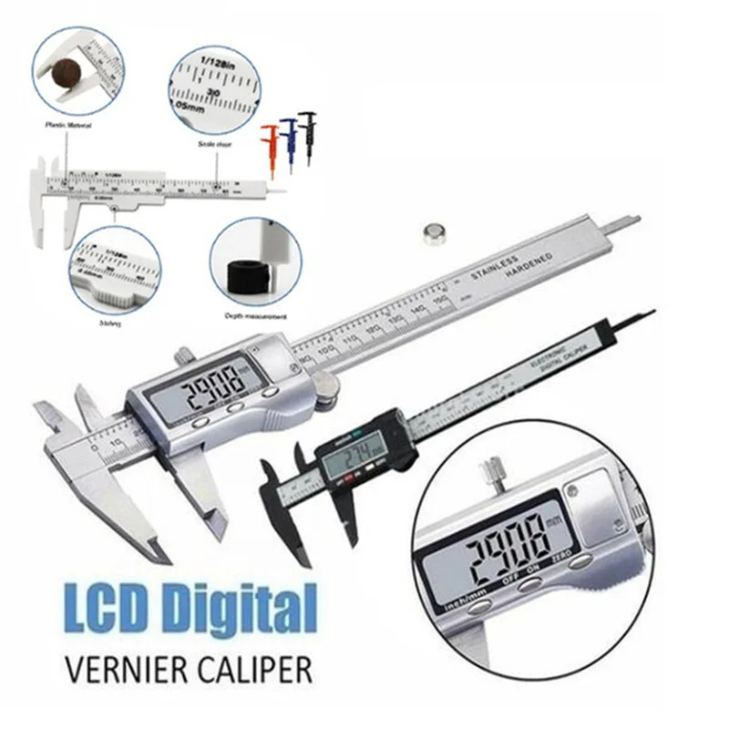 Digital Vernier Caliper 100mm 150mm LCD Electronic Carbon Fiber ...