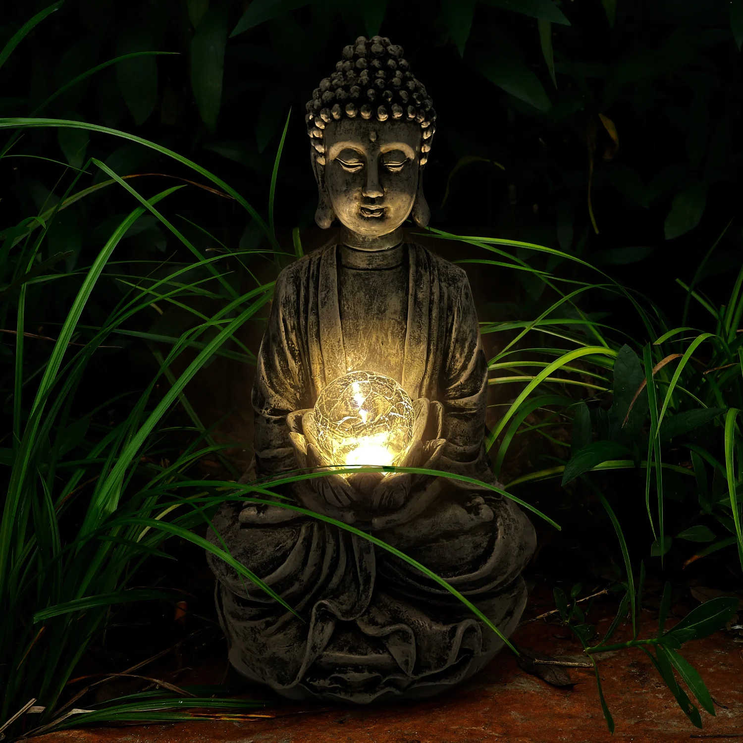Novo buda luz solar estátua jardim ornamento zen casa estatuetas com ...