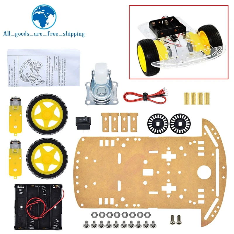 Tzt New Motor Smart Robot Car Chassis Kit Speed Encoder Battery Box 2wd ...