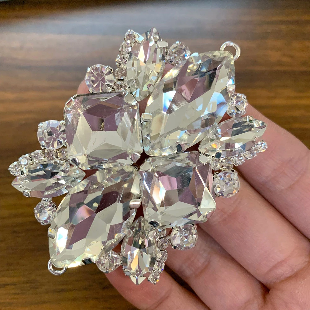 Crystal Clear Rhinestone Applique With Buckle Flatback Silver Base Sew ...