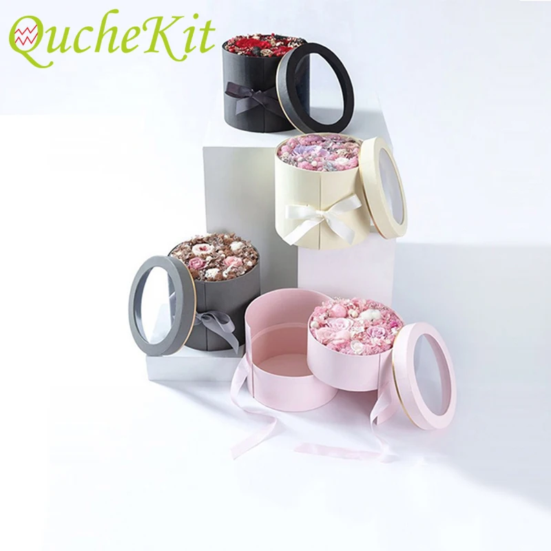 Double Layers Round Shape Flower Gift Boxes Floral Boxes Flower Gift ...