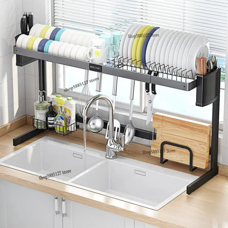Kitchen-rack-stainless-steel-sink-above-the-dish-drain-rack-household ...