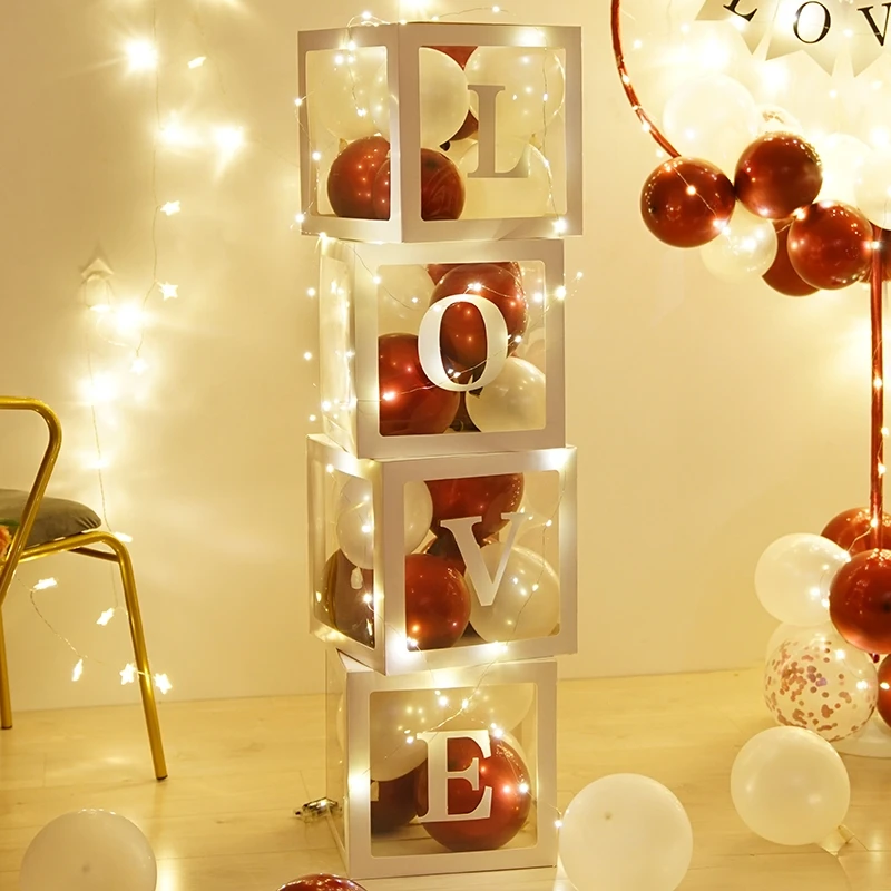 4pcs/set Letter Love Transparent Balloon Box Name-balloon Box ...