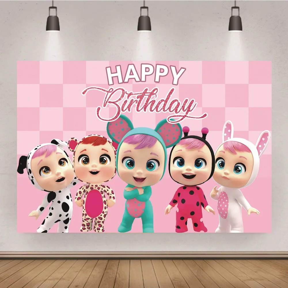 Tel-n-de-fondo-de-fotograf-a-de-beb-s-llorones-rosas-vinilo-de-dibujos ...