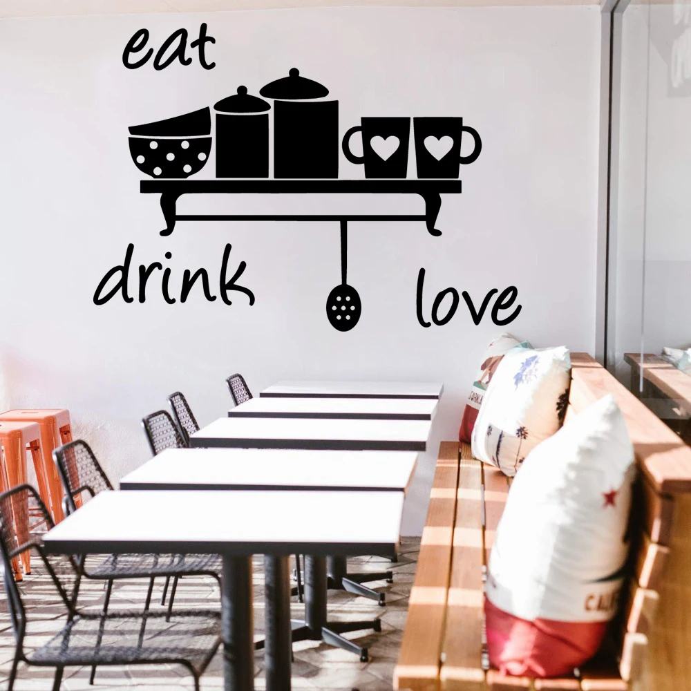 Creative Eat drink love Wall Stickers Vinyl Waterproof Home Decoration ...