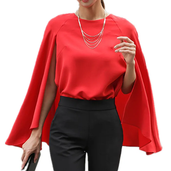 2021 mode femmes Chemises faux deux pièces Cape manches, Cape chemise d ...