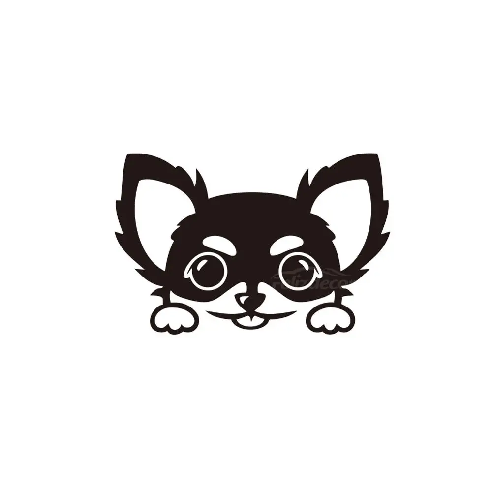 13X8cm Chihuahua sneak peeks out sticker cute dog Vinyl Decals Car ...