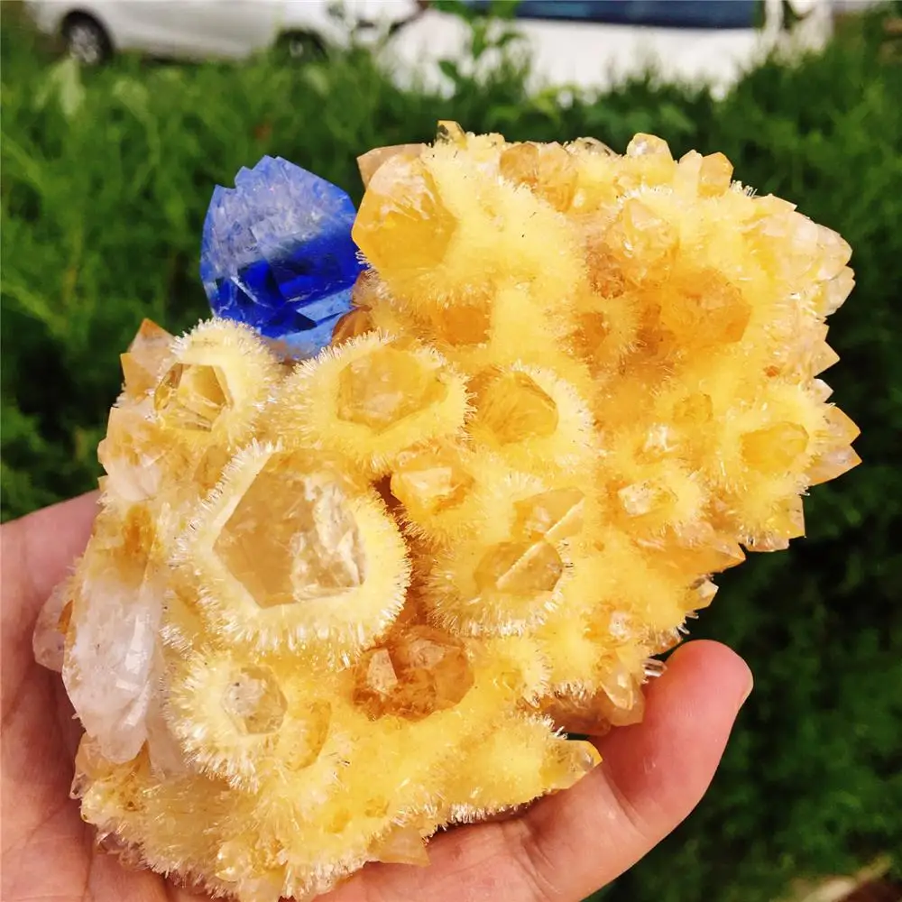 Newly Discovered Yellow Blue Crystal Cluster Quartz Crystal Cluster ...