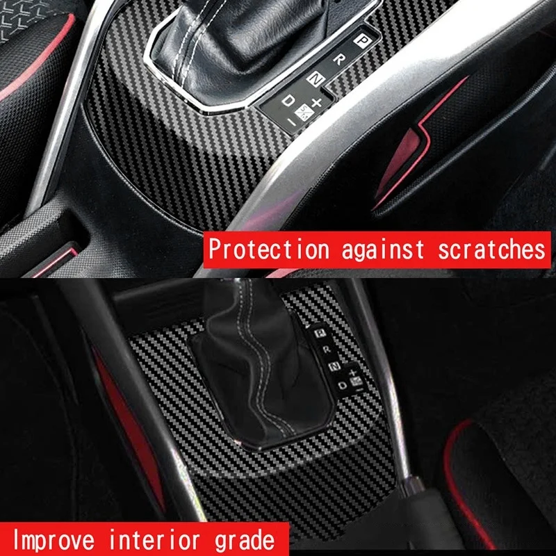Carbon Fiber ABS Car Central Gear Shift Knob Panel Frame Cover Trim for ...