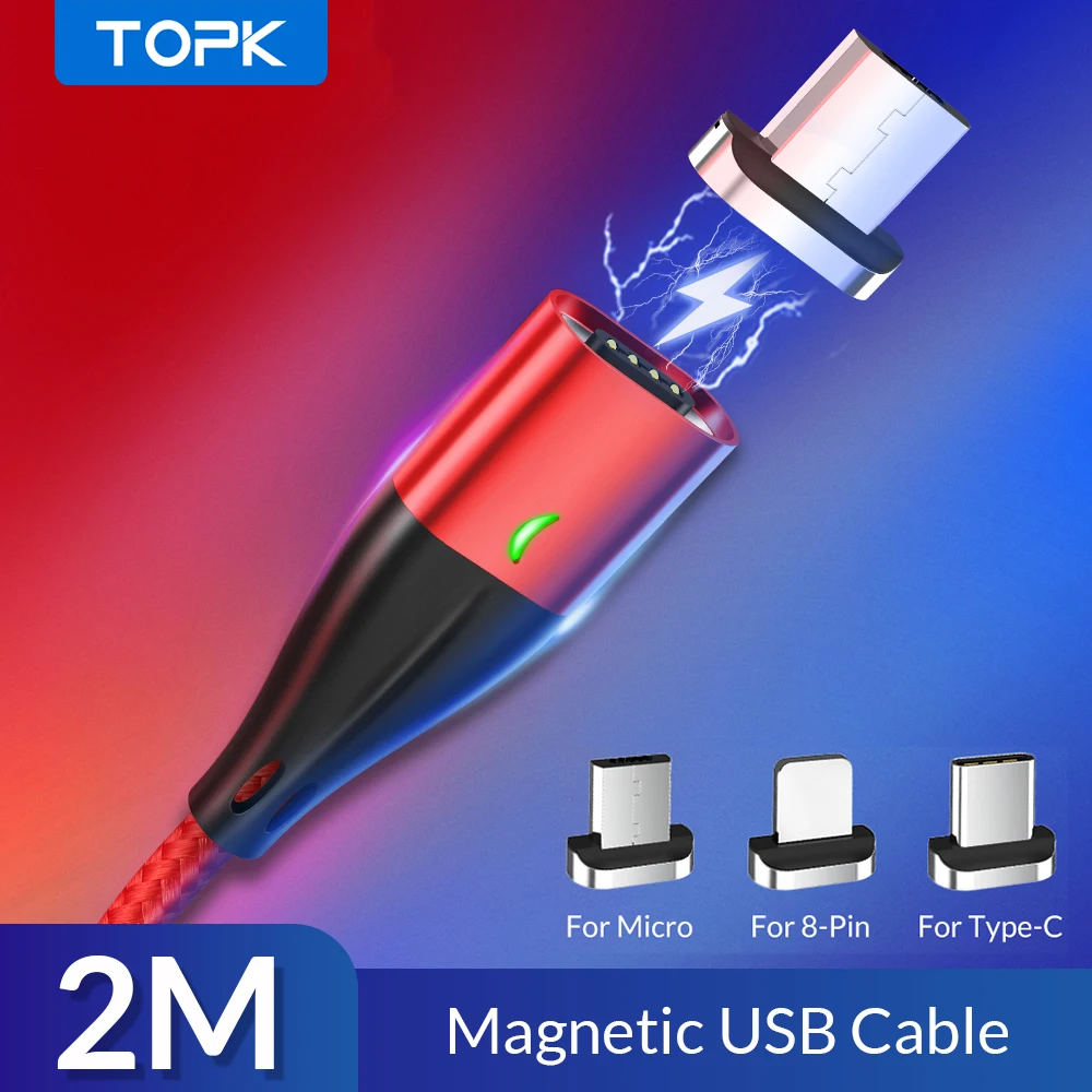 TOPK Cable magnético AM61 de 1M y 3a, Cable de carga rápida tipo C para ...