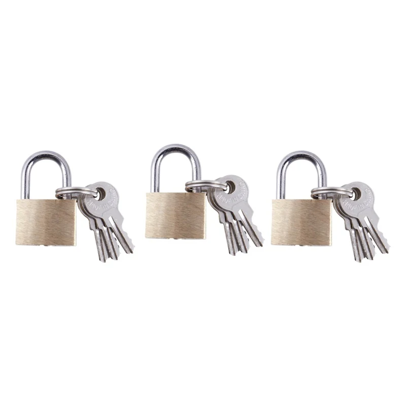 3x Small Brass Padlocks Mini Brass Tiny Box Locks Keyed Jewelry 6 Keys ...