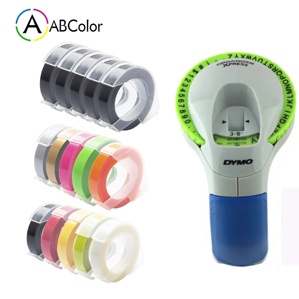 For-DYMO-12965-Manual-Label-Maker-with-5PK-9mm-3D-Embossing-Tape-for ...