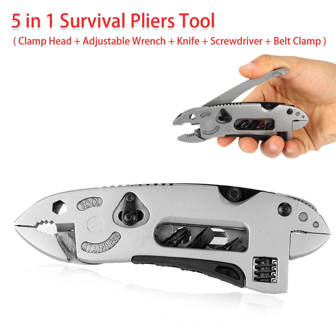 Multitool Pliers Pocket Knife Screwdriver Set Kit Adjustable Wrench Jaw ...