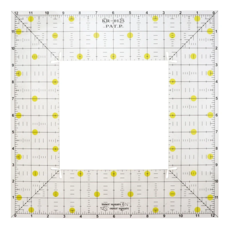 Regla cuadrada de acrílico, regla de Patchwork, diseño hueco en el medio, regla de sastre de ...