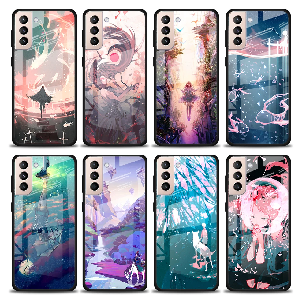 Anime Animation Art Tempered Glass Cover For Samsung Galaxy S21 Plus ...