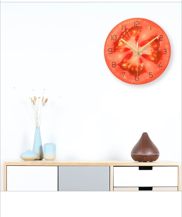 Североевропейский стиль гостиная креативные настенные часы эмультационные фрукты немой часы