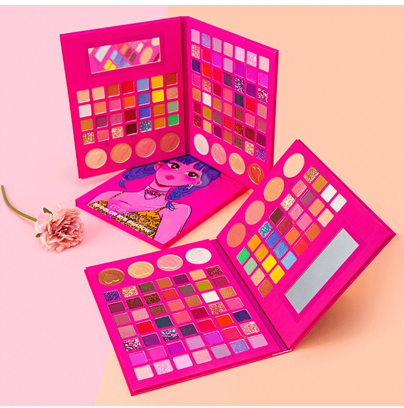 Wholesale Womens Matte Pink Eyeshadow Palette With Earth Shaped Pearls ...