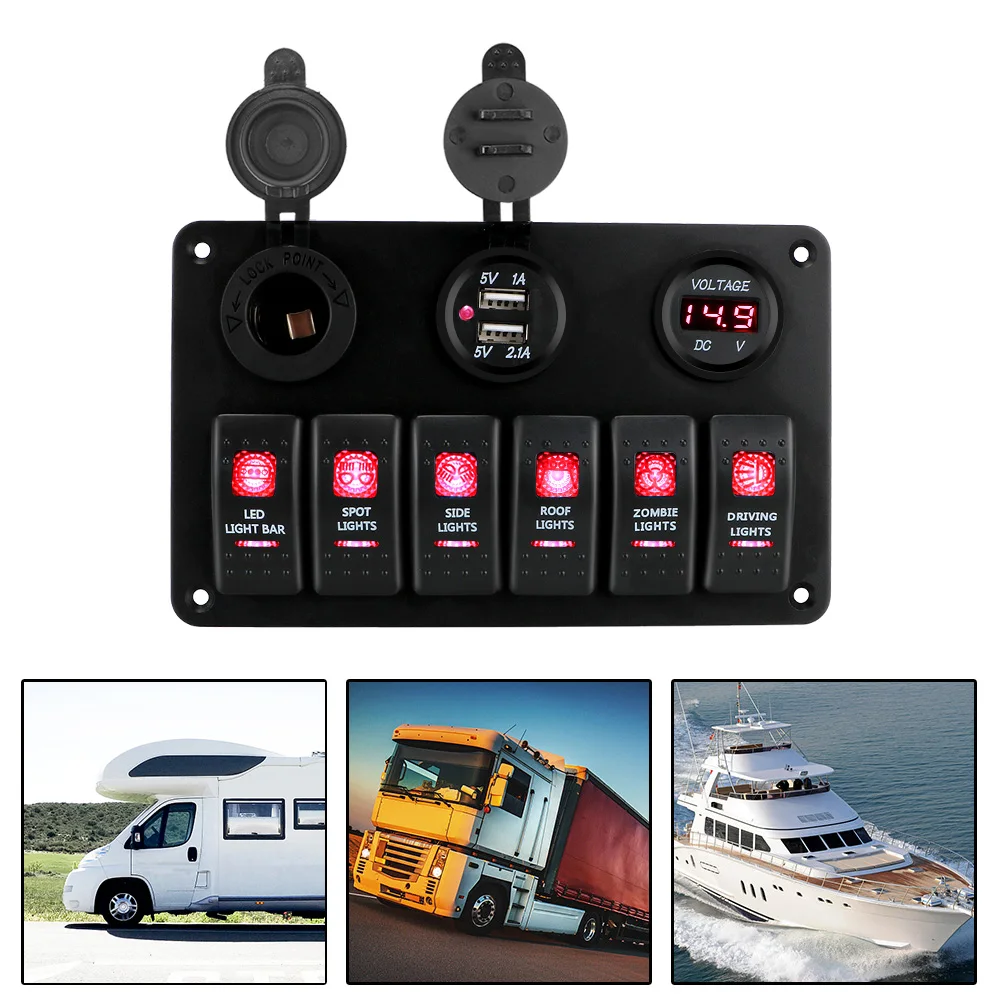 Dual-USB-Ports-ON-OFF-Lights-LED-Digital-Voltmeter-Waterproof-DC-12V ...