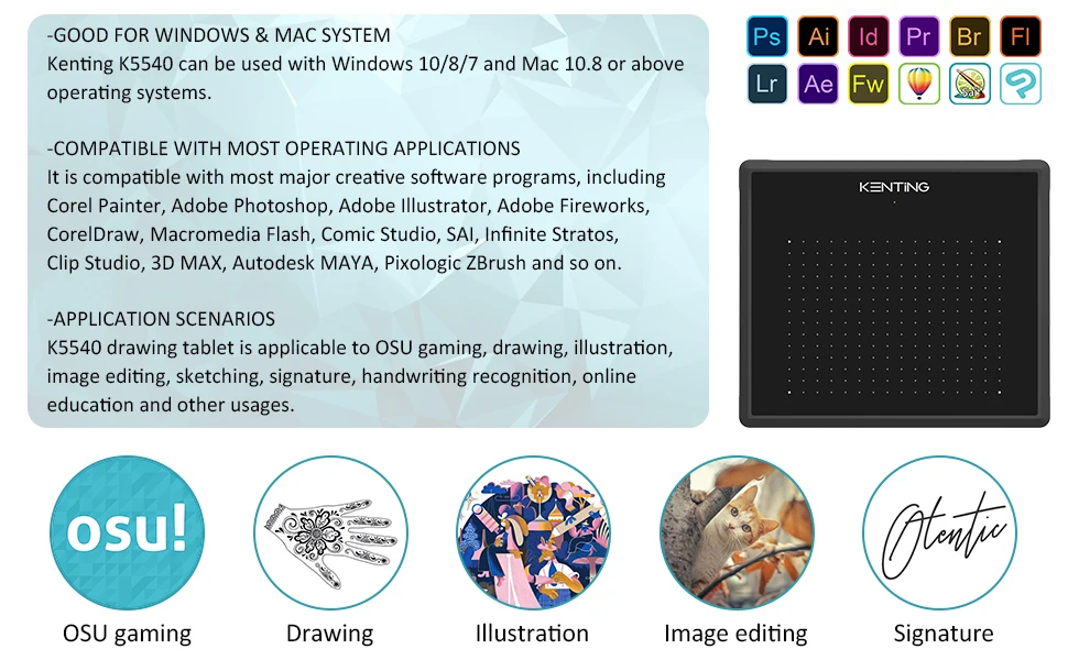 Huion 420 4x2,2" профессиональный графический планшет OSU Signature Pad ...