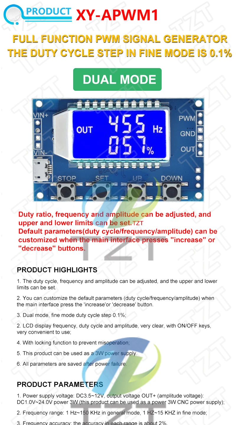 Circuits intégrés,XY-PWM--Générateur De Signal Double Mode Pwm, Fréquence D'impulsion, Module ...