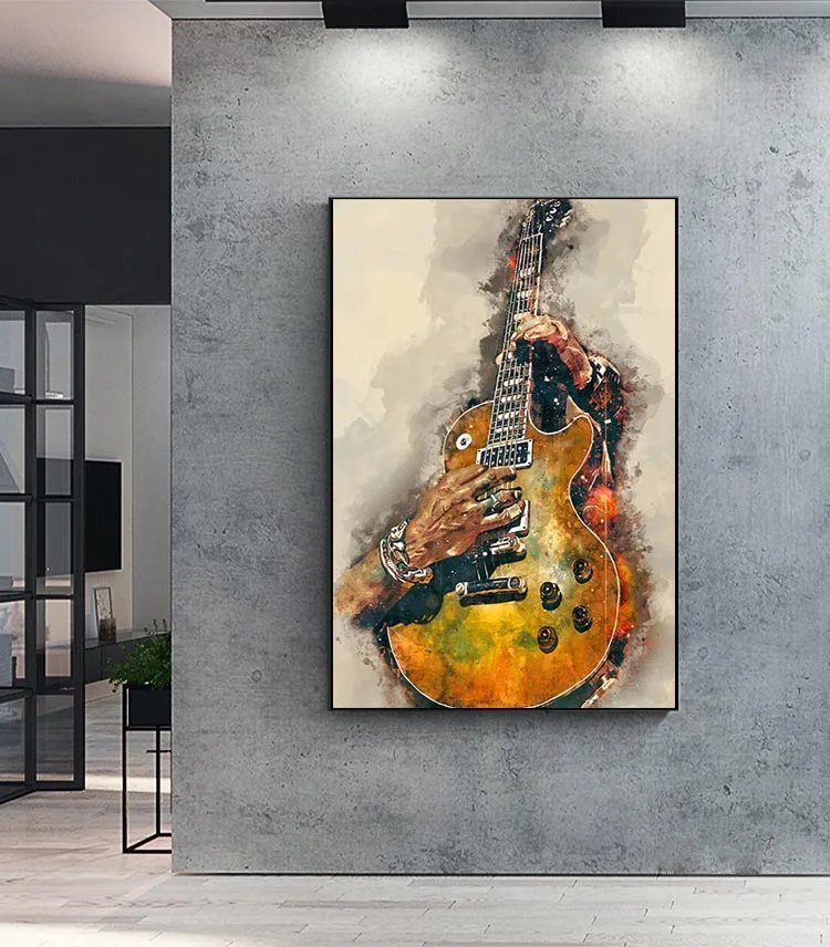 Abstracto guitarra elétrica arte da parede impressão em tela poster ...
