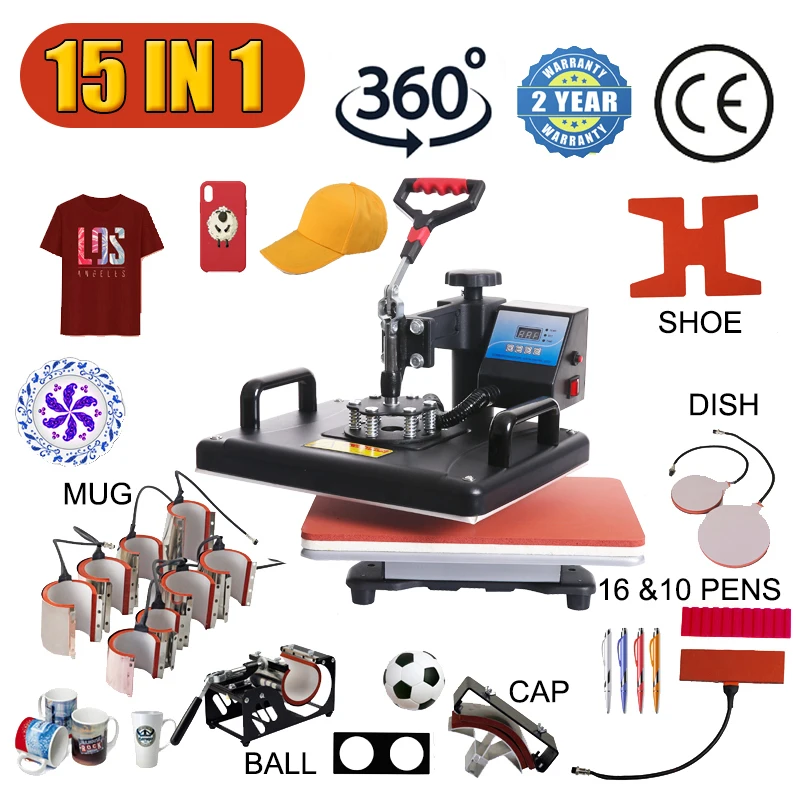 Machine De Presse À Sublimation 15 En 1, Imprimante À Transfert De Chaleur, Pour Chapeau, Tasse ...