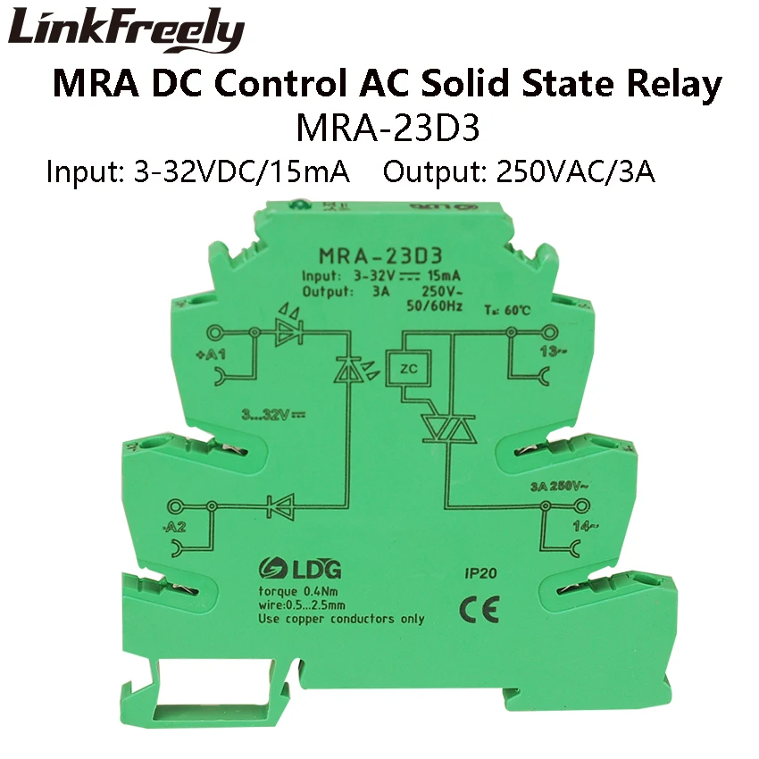 MRA-23D3 Mini 3A Input: 3V 5V 12V 24V 32V DC AC Solid State Relay Din ...